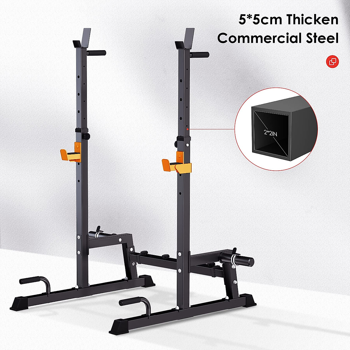 SincMill Squat Rack Machine,Barbell Rack,Folding Weight and Bench Press Rack Stand,Adjustable Height and Width.With Pull Up,Push Up Bars.Can Load 600Lbs
