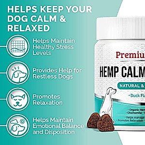 PREMIUM CARE Hemp Calming Chews for Dogs, Made in USA, Helps with Dog Anxiety, Separation, Barking, Stress Relief, 9.3 oz (264g), 120 count