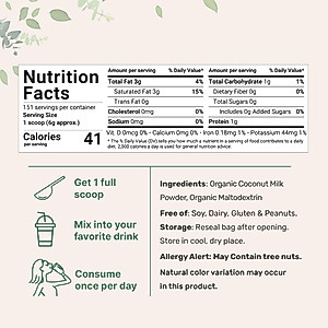 Micro Ingredients Organic Coconut Milk Powder, 2 Pound (32 Ounce), Plant-Based Creamer, Perfect for Coffee, Tea and Smoothie, Non-GMO and Keto Friendly