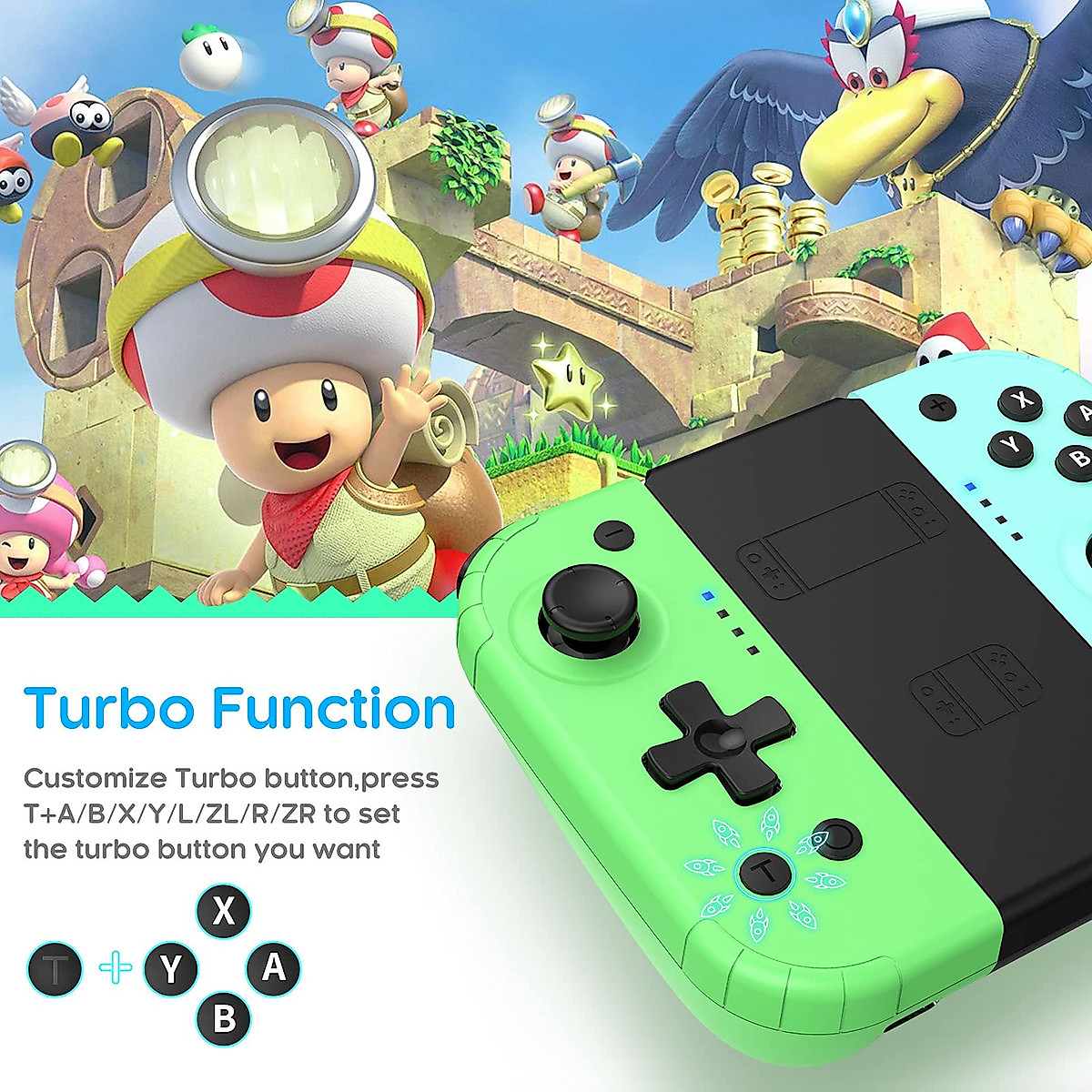 Joy Con for N-Switch/Switch Lite, FOCOLABU Switch Joy Pad Controller with Wake-up Function, Turbo, Motion Control & Dual Vibration, Gamepad Joystick Replacement for N-Switch Console