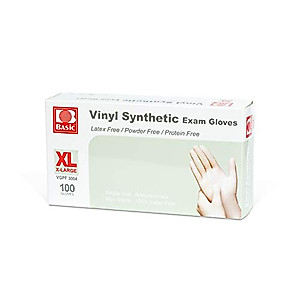 Basic Diagnostic VGPF3004 Clear Vinyl Exam Gloves, Latex-Free & Powder-Free, Extra-Large, Pack of 1000
