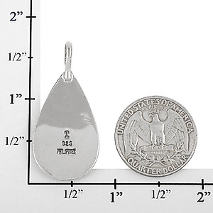 Turquoise Pendant Necklace 20" Sterling Silver 925 Genuine Gemstones (20", Turquoise)