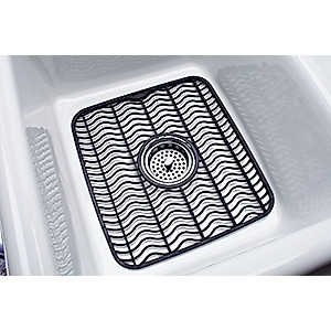 Rubbermaid Sink Protector Mat, Small, Black Waves