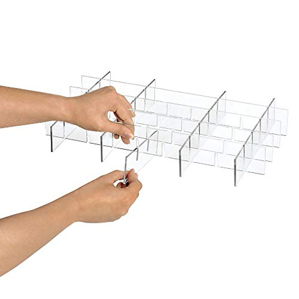 iDesign - 42910 Clarity BPA-Free Plastic Customizable in-Drawer Storage Organizer Dividers, 16" x 9.2" x 1.99", Adjustable