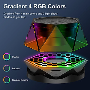 EGKimBa Magnetic Diamond Bluetooth Speaker, Small Wireless Speaker with Multi RGB Color Light Show, Portable Phone Stand for iPhone, Android, TWS Pairing