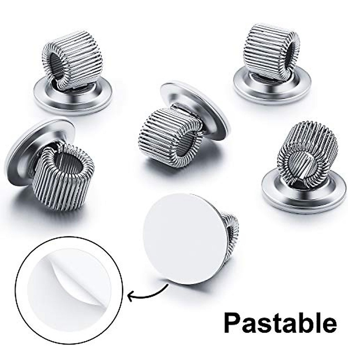 Outus Pen Holder Clips Manganese Steel Pen Holder Self Adhesive Pen Pencil Organizer with Adjustable Spring Loop for Refrigerator Whiteboard Erase Board and Bulletin Board Map (10 Pieces, Silver)