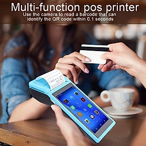 Android POS Terminal Receipt Printer,Handheld Receipt Printers with 5.5- inch Touch Screen support 3G, WIFI, BT3.0 / 4.0 for iBeacon,Quad Core CPU Portable Receipt Print Built-in All-in-One(blue)