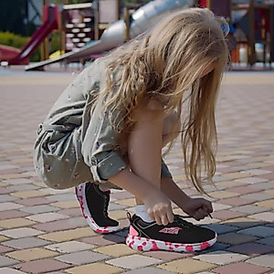 Avia Avi Factor Slip On Girls' Sneakers - Lightweight Tennis, Athletic, Running Shoes for Girls - Toddler, Little Kid, and Big Kid Sizes - Black/Pink/Grey, 2 Little Kid