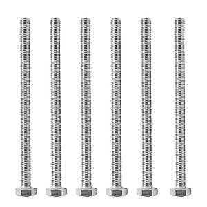 MroMax 6Pcs M8 x 120mm Hex Head Screws Bolts, 304 Stainless Steel 18-8, Fully Threaded, External Hex Drive, for Mounting Chair, Handles, Rail, Pump, Wheels, Antenna Parts, Boat and Plastic Bumpers