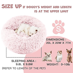 Himax Dog Beds for Small Dogs&Cats, Comfort Dog Bed with Blanket Attached, Calming Anti-Anxiety Fluffy Dog Bed Washable (20"/26"/35") Pink