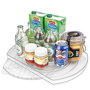 FIRJOY Lazy Susan Turntable for Refrigerator, Square Turntable Organizer for Fridge Cabinet, Pantry, Countertop | 16.5" x 11.1" (Rectangle 1 Pack - Clear)