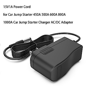 15V 1A Car Jump Starter Charger Compatible with Peak 450A 500A 600A 800A 1000A Peak Schumacher TACKLIFE T6 DBPOWER DJS50 GOOLOO Portable Car Jump Starter Charger Power Cord