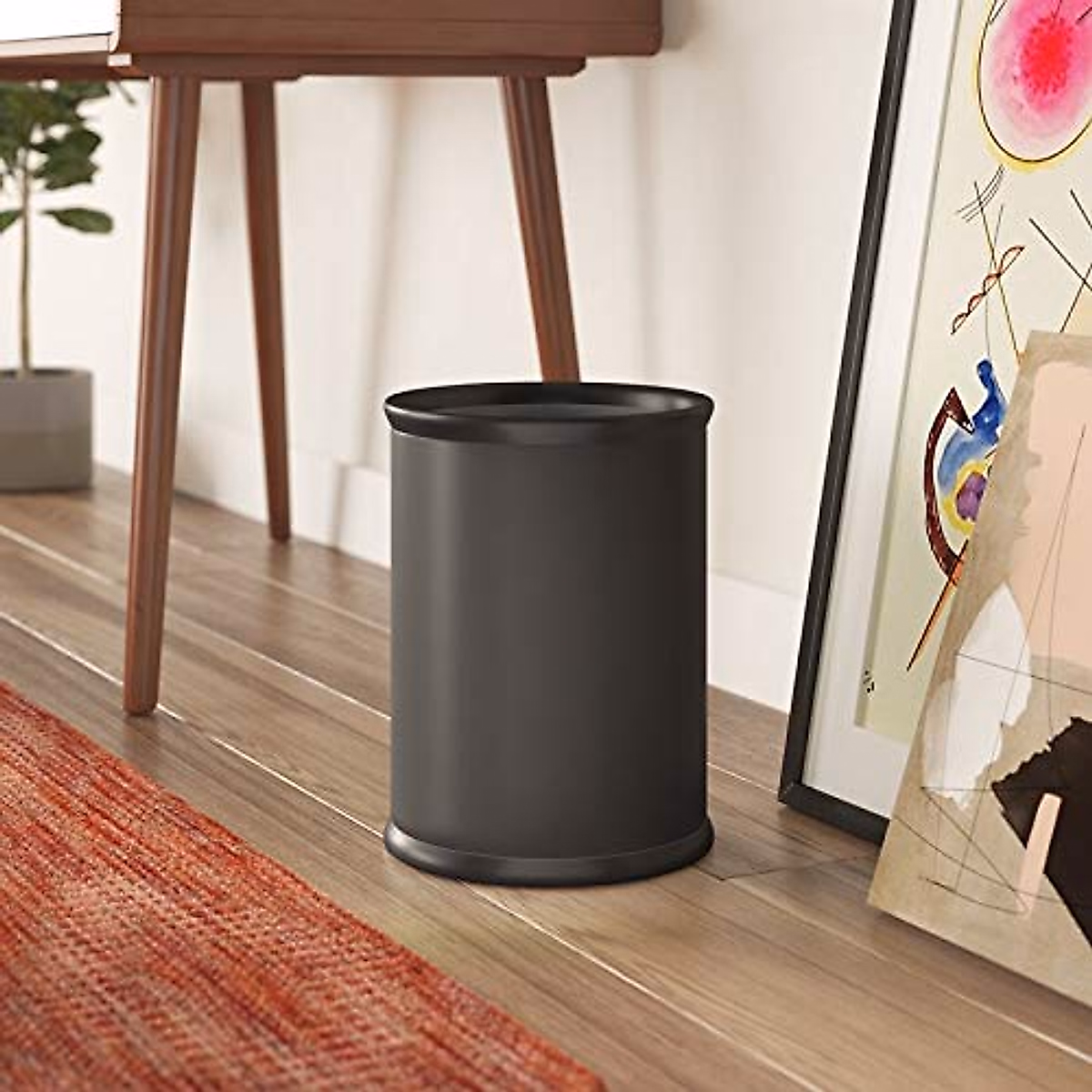 Kraftware Fun Colors Oval Wastebasket, 14”, Black
