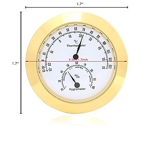 Thermometer Hygrometer, Temperature Humidity Monitor for Indoor Outdoor Instruments (Gold) Hygrometer For Cigar Humidor Humidor Hygrometer Humidor Cigar Box Acoustic Guitar Hygrometer