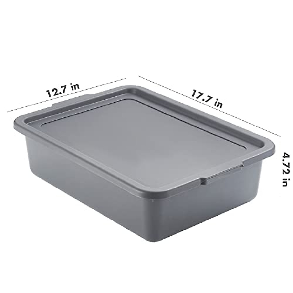 Plastic Commercial Bus Box/Utility Box 13L with lid, Grey Wash Basin Tote Box, Lidded Food Service Bus Tub, 3-Pack