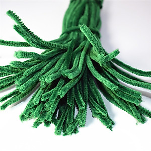 Pipe Cleaners 100 Pieces Chenille Stems Dark Green for DIY Art Decorations Creative Craft (6 mm x 12 Inch)