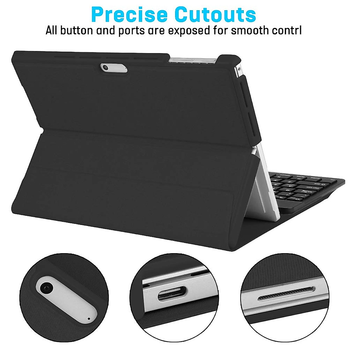 Microsoft Surface Pro 7 Case with Keyboard，Keyboard Case for Microsoft Surface Pro 7 (2019/Surface Pro 6 (2018) / Surface Pro 5(2017)/ Surface Pro 4 (2015) 12.3 inch Tablet