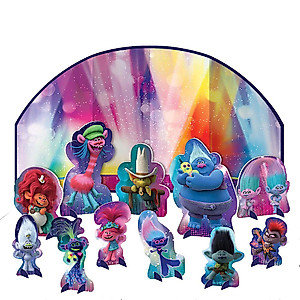 Amscan Trolls World Tour Paper Table Decorating Kit - 4.25" - 14" (Pack of 12) - Multicolor Table Standee for Kids Parties and Birthdays