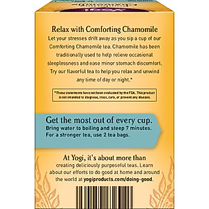 Yogi Tea Comforting Chamomile Tea - 16 Tea Bags per Pack (4 Packs) - Organic Chamomile Tea Bags - Supports a Good Night's Sleep & Occasional Stomach Discomfort - Made from Organic Chamomile Flower