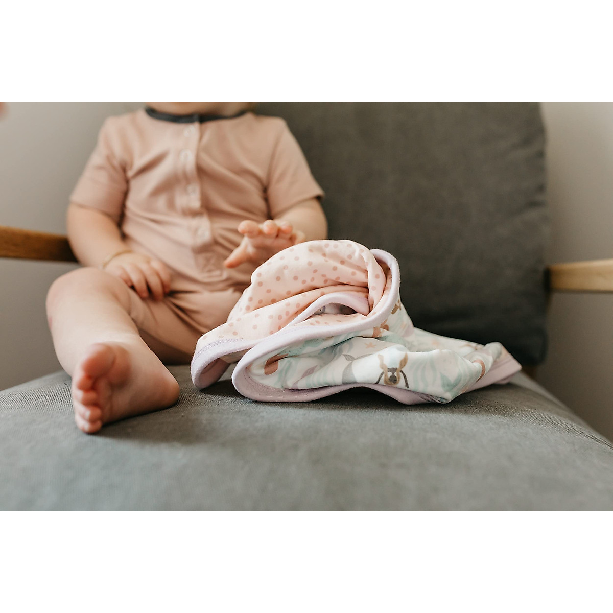 3-Layer Knit Security Blanket Set Sized 16" x 16" 2-Pack"Coral" by Copper Pearl