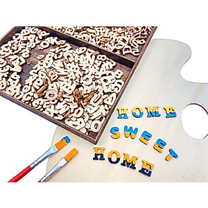 592 Pieces 1/2 Inch Mini Wooden Alphabet Letters and Unfinished Wood Numbers with Rustic Storage Tray for Scrapbooking DIY Crafts Homemade Gifts