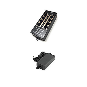 PoE Texas 4 Port PoE Injector - Gigabit Passive Power Over Ethernet and PoE Texas 48v Power Supply - 48 Volt 60 Watt AC to DC Power Supply