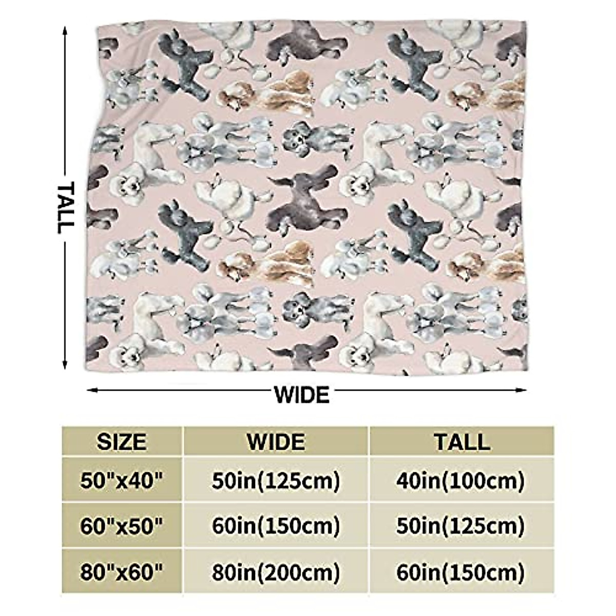 Quicklro Poodles Dogs Flannel Fleece Soft Throw Blanket 60*50inch,Lightweight Microfiber Flannel Fleece Plush Blanket for Bed Sofa Couch All Seasons Black