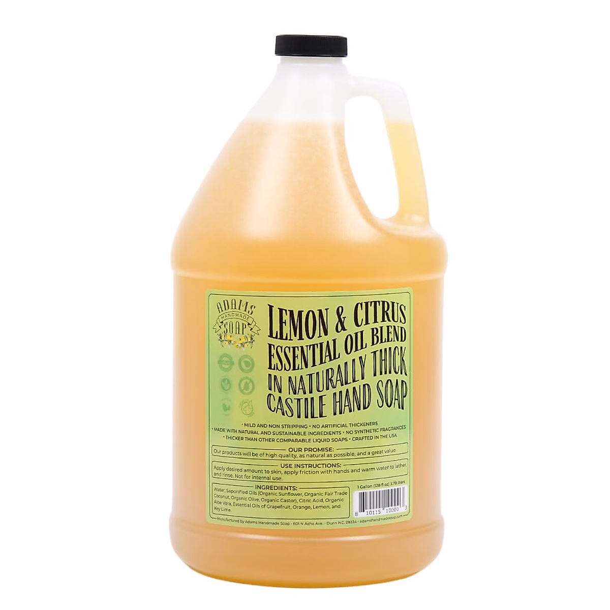 Adams Handmade Soap Thick Organic Castile Liquid Hand Soap 1 Gallon Refill - Citrus