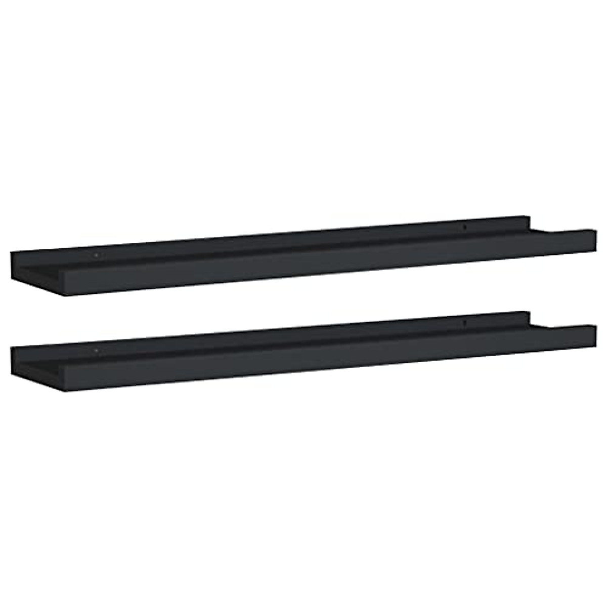 INLIFE 2pcs Picture Frame Ledge Shelves MDF Wall Mounted Floating Shelves for Display,Storage Storage Shelves for Living Room,Bedroom,Office Black 23.6"x3.5"x1.2"(LxWxH)