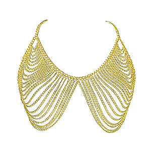 Diymood Gold Body Chain Beach Body Layered Punk Bohemia Chest Bikini Bra Chains Chains Nightclub Party Fashion Body Jewelry Accessory for Women and Girls