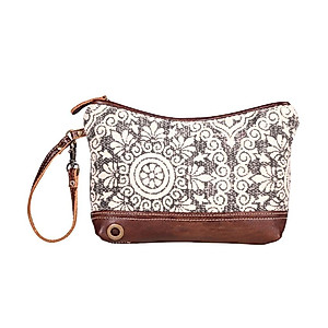 Myra Bags Summer Mist Canvas, leather & Rug Pouch Wristlet S-1942