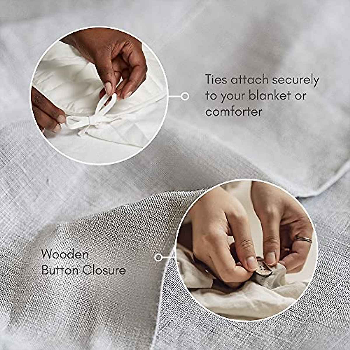 Natural Linen Duvet Cover from Baloo, Removable Cover for Weighted Blankets - Soft, Premium, Breathable French Linen, 42x72 inches, Dove Grey…