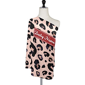 Personalized Baby Car Seat Cover Custom Name Nursing Cover Leopard Breastfeeding Scarf Newborn Essentials for Baby Boy