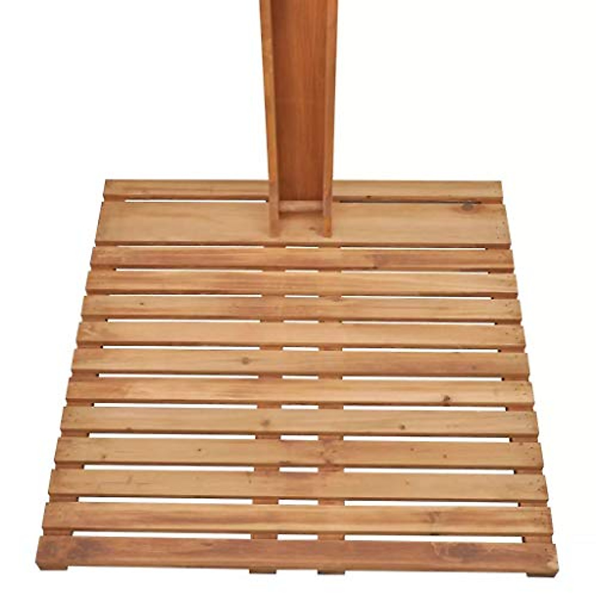 Festnight Wooden Outdoor Shower Stand Portable Mobile Garden Camping Water Pressure Adjustable Shower for Backyard Pool Outdoor Swimming 29.5" x 29.5" x 87" (L x W x H)