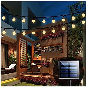 LINKUME Solar String Lights Garden, 24 Ft 30 Crystal Balls Waterproof LED Fairy Lights, 8 Modes Outdoor Solar Powered Lights, Decorative Lighting for Home, Garden, Party, Festival