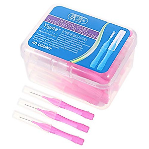 40pcs Interdental Picks Dental Brush Picks Dental Floss Interdental Cleaners 0.7mm Pink Floss Picks,Floss for Braces