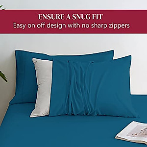 JOOKI Sheet Set California King Luxury Hotel Bed Sheets Soft Microfiber Cooling Sheets Set, Deep Pocket up to 16” Mattress, Breathable Machine Washable Bedding Set, Navy Blue