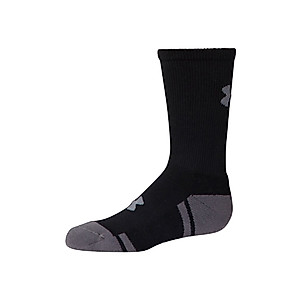 Under Armour Youth Resistor 3.0 Crew Socks, Multipairs, Black/Graphite (6-Pairs), Small