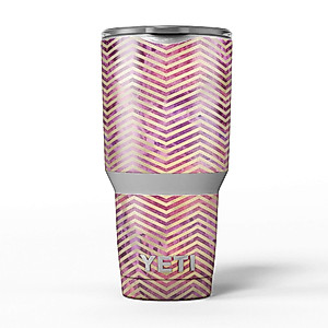 Design Skinz Gold Chevron Over Abstract Fumes - Skin Decal Vinyl Wrap Kit Compatible with The Yeti Rambler Cooler Tumbler Cups