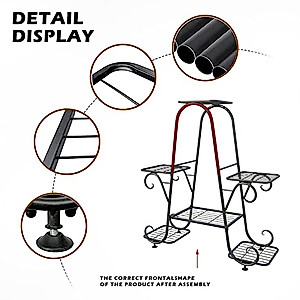 ZHAZHADI Plant Stand Metal Indoor Outdoor Multiple 6 Tier Tall Corner Flower Pot Holder Stands Shelf Rack Wrought Iron Tiered Planter Shelves for Patio, Living Room, Garden, Balcony, Black