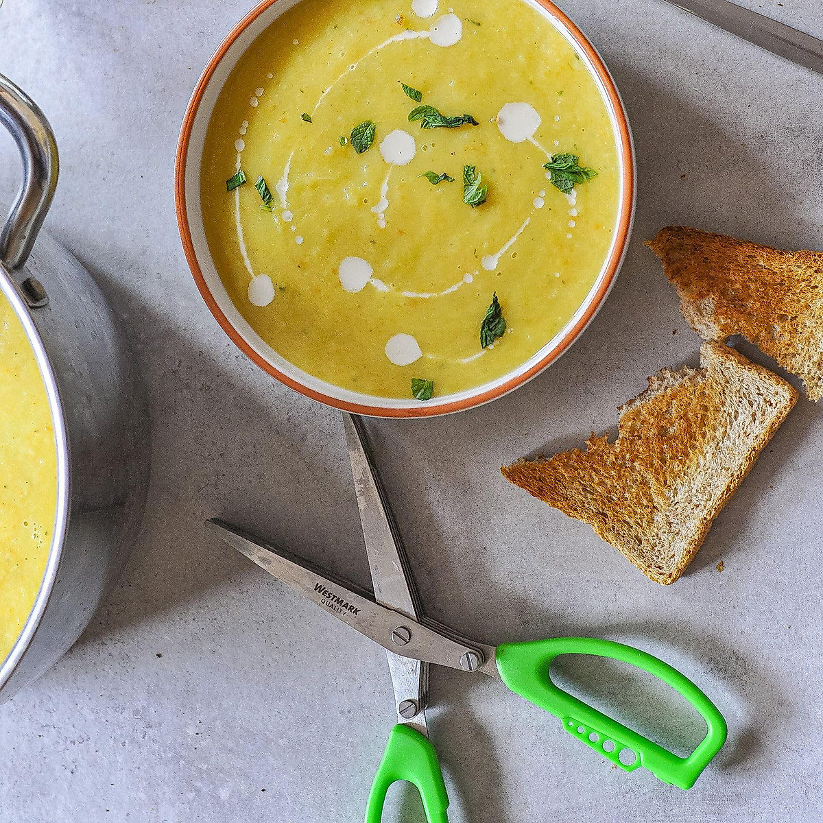 Westmark Germany Stainless Steel 5-Blade Herb Scissors with Cleaning Comb (Green)