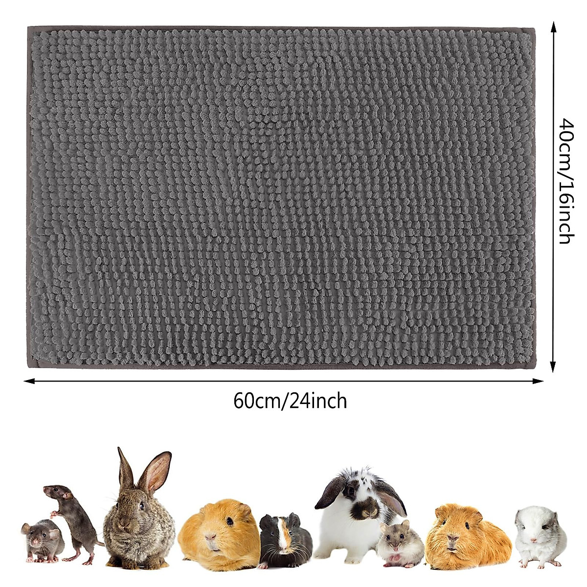 Lifeunion Guinea Pig Cage Liners, 3 Pcs Absorbent Reusable Guinea Pig Pee Pads, Non Slip Washable Guinea Pig Bedding Blanket Mat for Small Animal, Rabbit, Hamster, Bunny, Chinchilla (3pcs-grey)