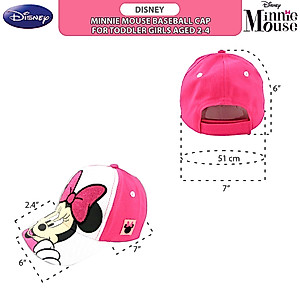 Disney Girls Cap, Minnie Mouse Adjustable Toddler Hat, Ages 2-4 Or Hats For Kids 4-7 Baseball Cap, Pink/White, 2-4T US