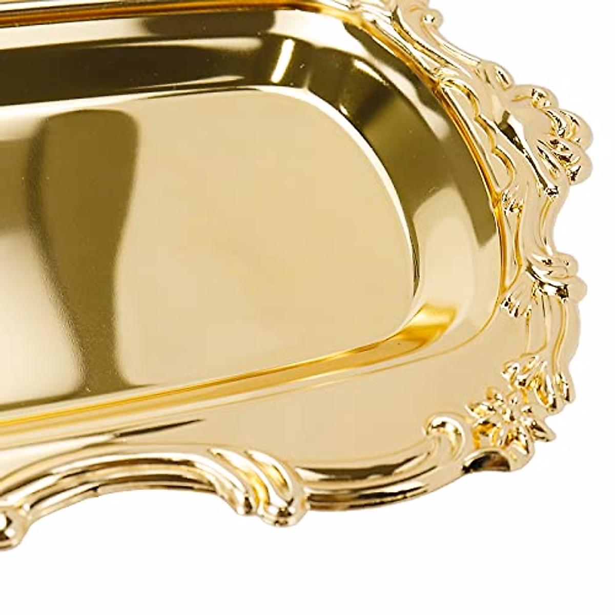 KUMGROT Fancy Serving Tray Tea Coffee Serving Tray Vintage Jewelry Organizer Elegant Dessert Platter Candy Table Supplies for Birthday Party Wedding Gold