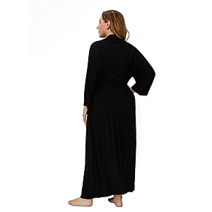 Super Shopping-zone Women's Plus Size Long Robes Kimonos Plus Size Maternity Robes Delivery Robes Sleepwear,Black 3X