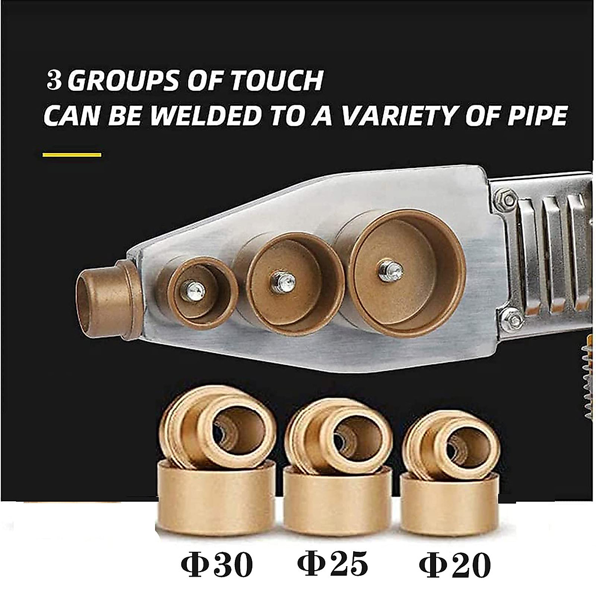 Plastic pipe welding tool，Plastic welder kit Contains welding heads of 6 diameters，Water Pipe Welding Machine Electric Heating Hot Melt Tools for PPR PE Tube 1000W 220V