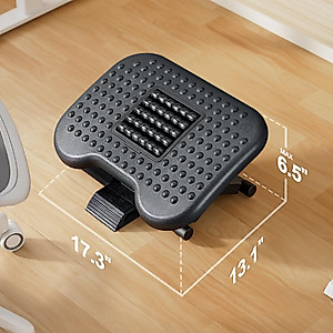 HUANUO Footrest Under Desk - Adjustable Foot Rest with Massage Texture and Roller, Ergonomic Foot Rest with 3 Height Position, 30 Degree Tilt Angle Adjustment for Home, Office