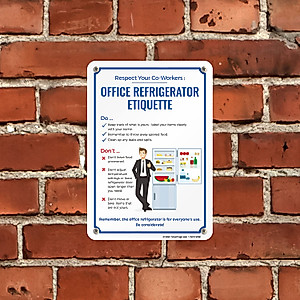 SmartSign 10 x 7 inch “Respect Your Co-Workers - Office Refrigerator Etiquette” Sign, Digitally Printed, 55 mil HDPE Plastic, Multicolor, Made in USA