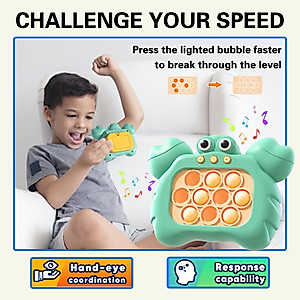 HEEGABEM Fast Push Game,Sensory Toys Pop Game Machine,Handheld Fidget Console for Kids Adults, Birthday Gifts for Boys Girls-Orange