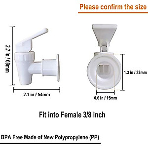 Replacement Cooler Faucet - 2 White and 2 Red Water Dispenser Tap Set - Internal Thread Plastic Spigot.